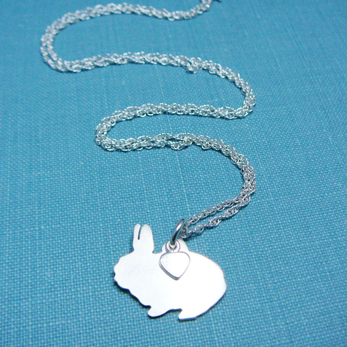 Bunny Rabbit Necklace Sterling Silver Personalize Pendant | Etsy