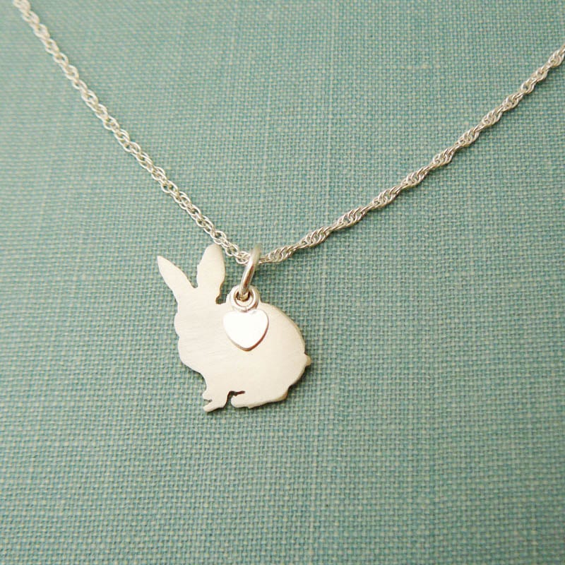 Bunny Rabbit Necklace Sterling Silver Personalize Pendant | Etsy