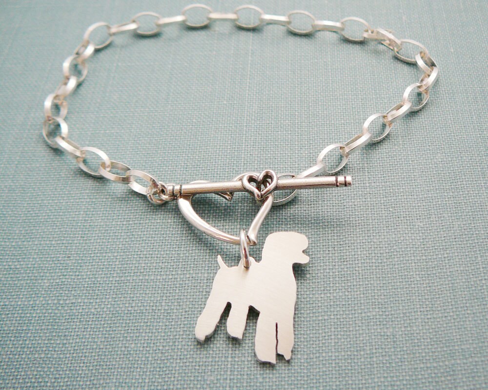 Standard Poodle Dog Chain Bracelet, Sterling Silver Personalize Pendant ...