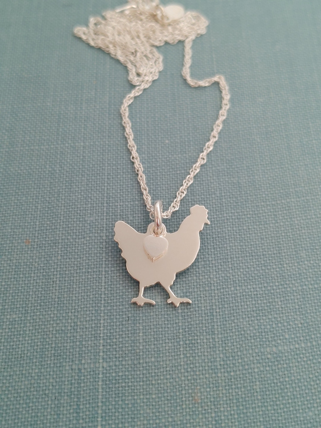 Chicken Pendant Necklace, Sterling Silver Personalize, Hen Silhouette ...