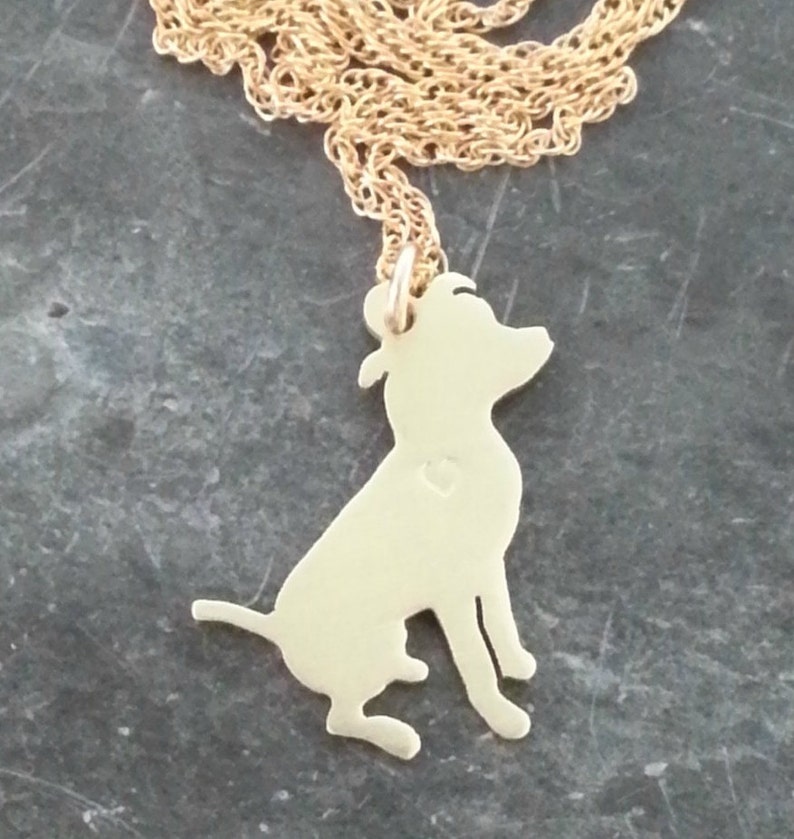 Sitting Pitbull Necklace 14kt Gold Filled Chain & Brass - Etsy