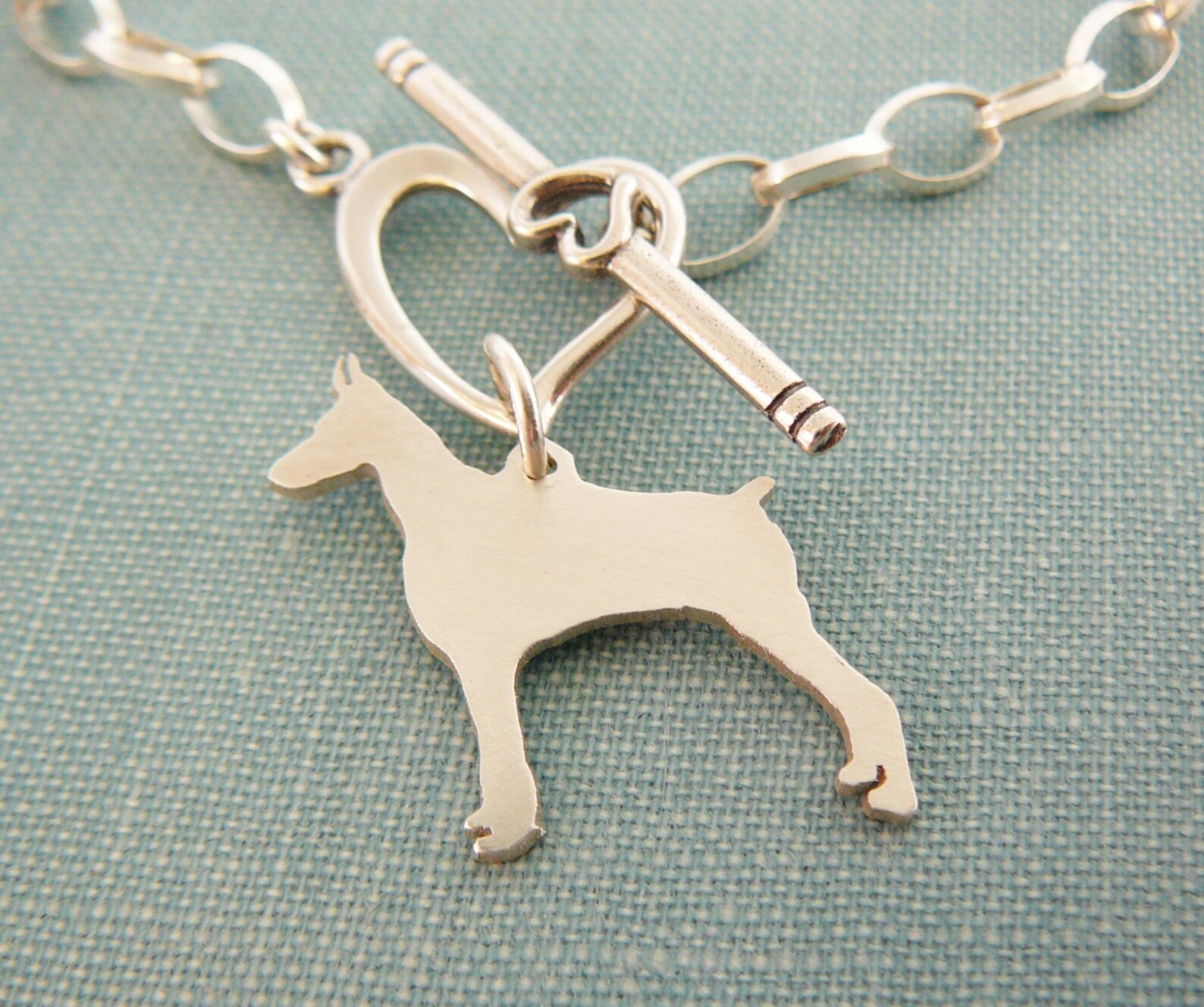 Doberman Pinscher Chain Bracelet Sterling Silver Personalize - Etsy
