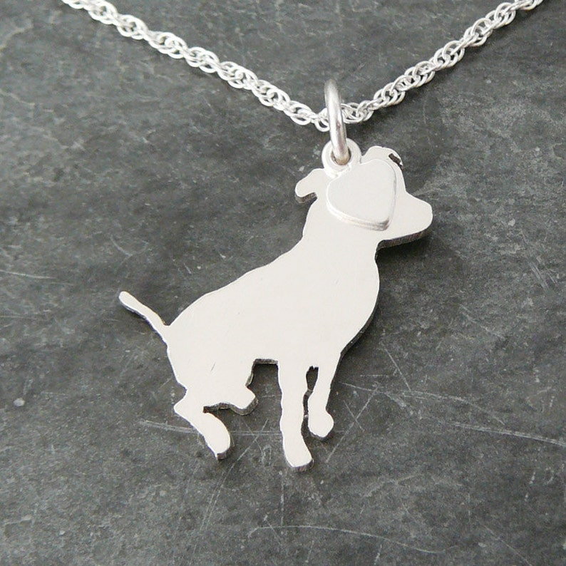 Pitbull Dog Necklace, Sterling Silver Sitting Pit Bull Personalize ...