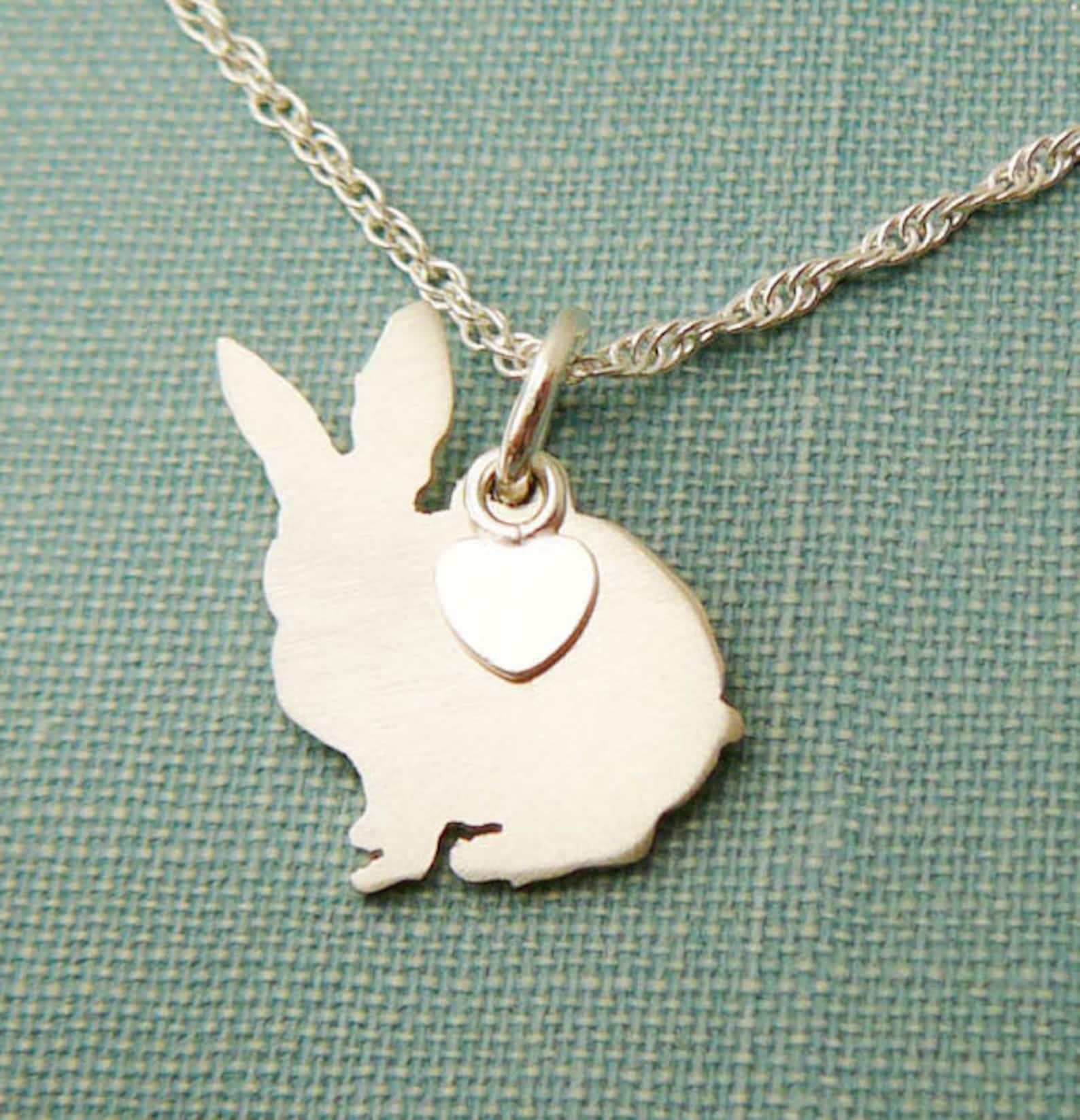 Bunny Rabbit Necklace, Sterling Silver Personalize Pendant, Silhouette ...