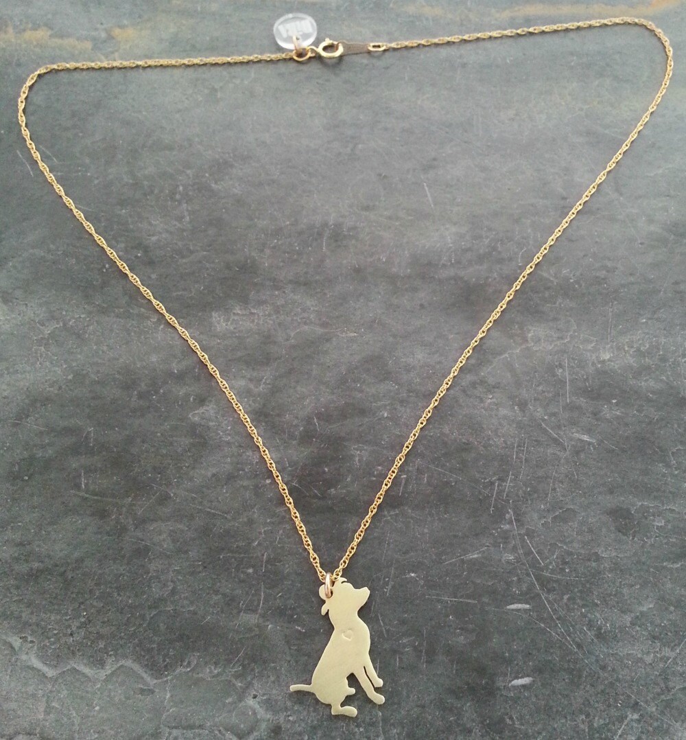 Sitting Pitbull Necklace 14kt Gold Filled Chain & Brass - Etsy