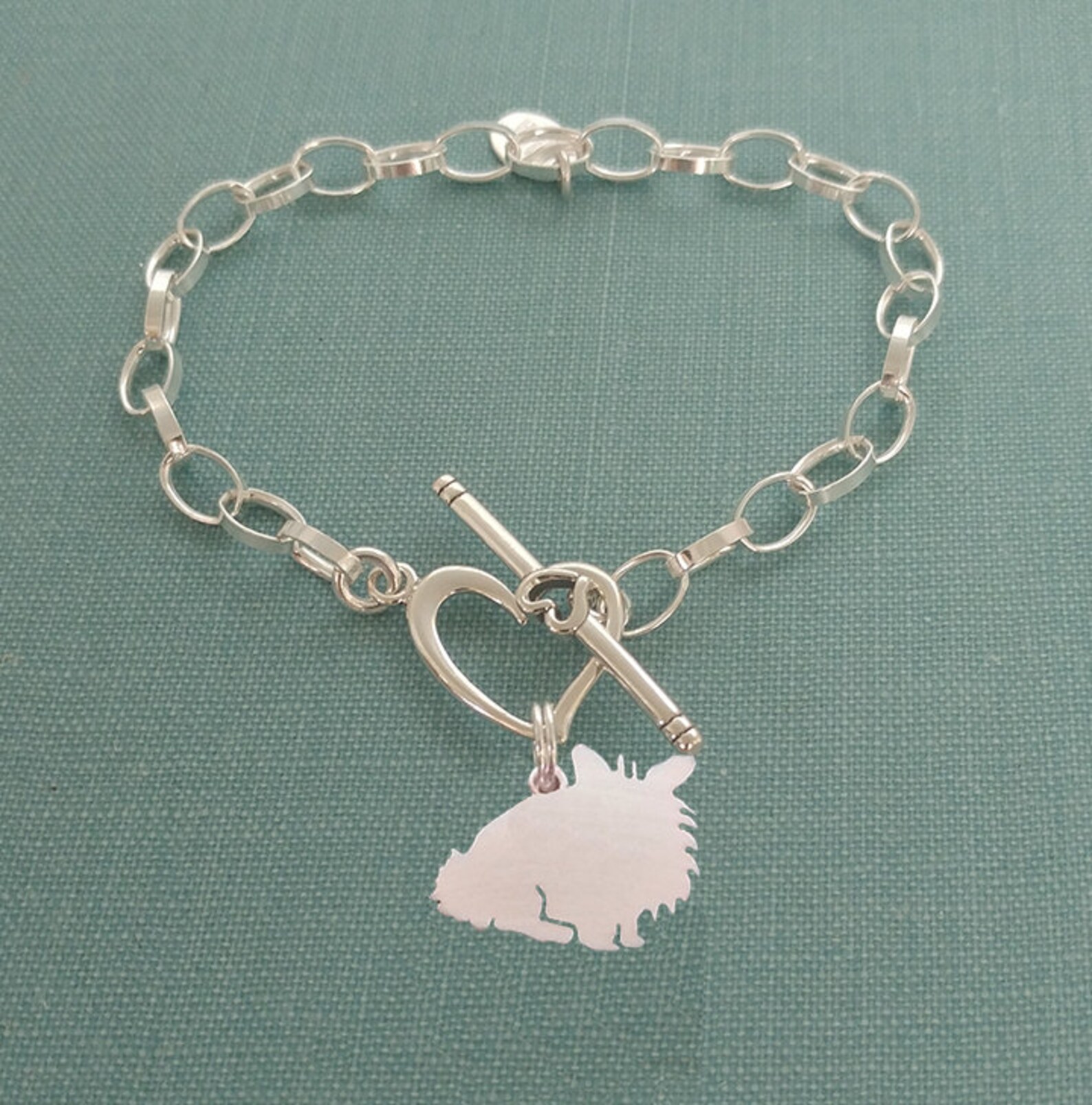 Lion Head Rabbit Chain Bracelet Sterling Silver Personalize - Etsy