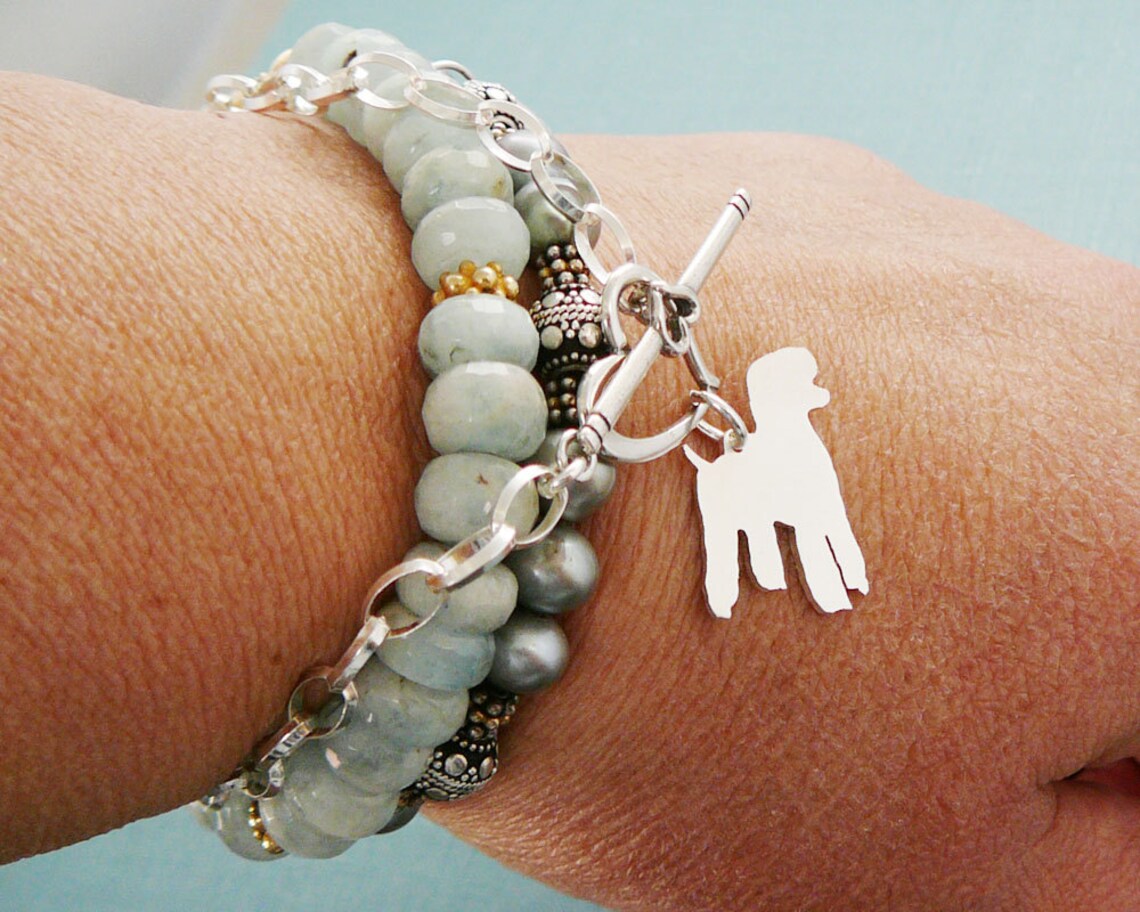 Standard Poodle Dog Chain Bracelet, Sterling Silver Personalize Pendant ...
