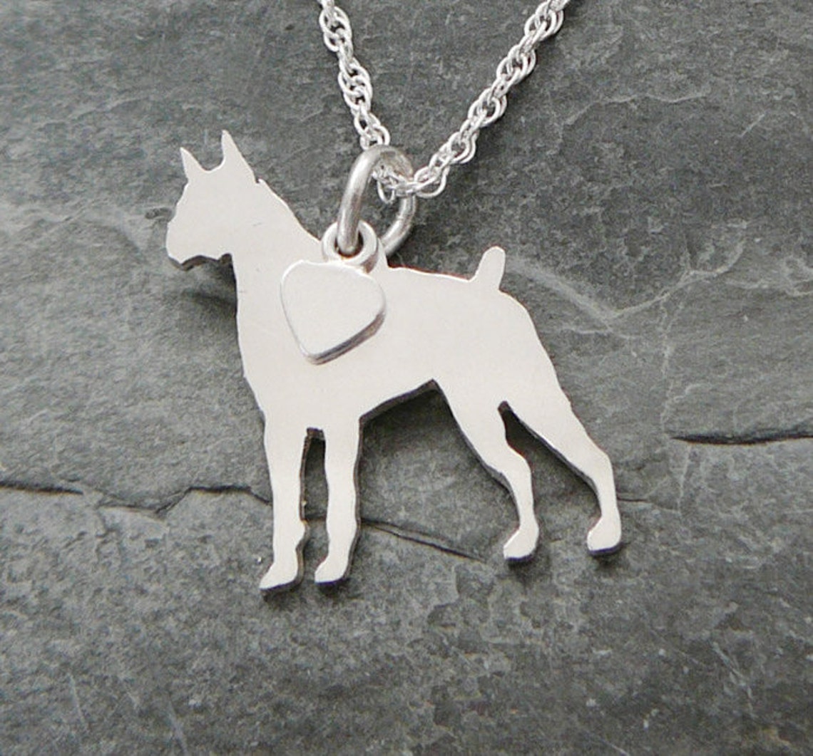 Boxer Dog Necklace Sterling Silver Personalize Pendant Breed | Etsy