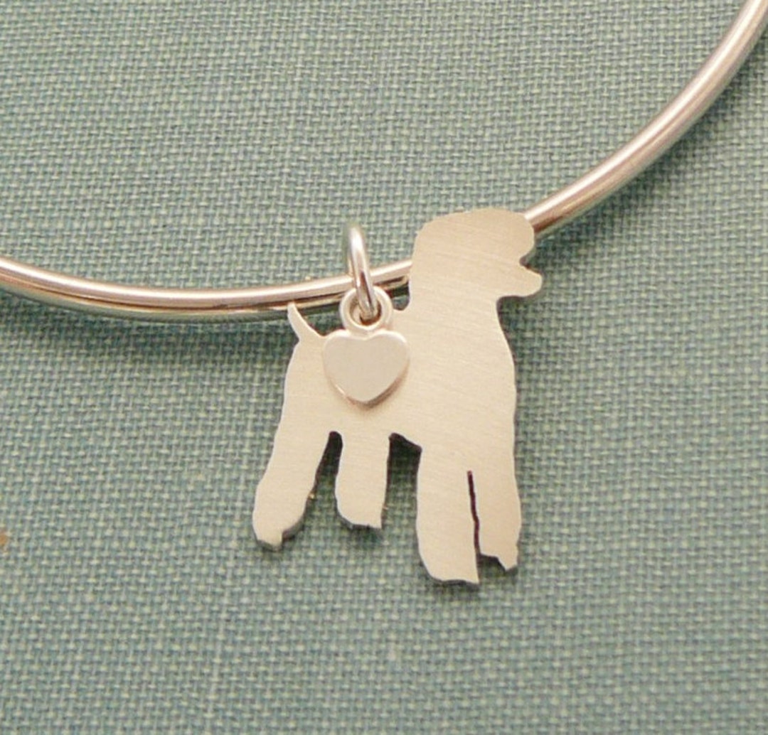 Standard Poodle Dog Bangle Bracelet, Sterling Silver Personalize ...