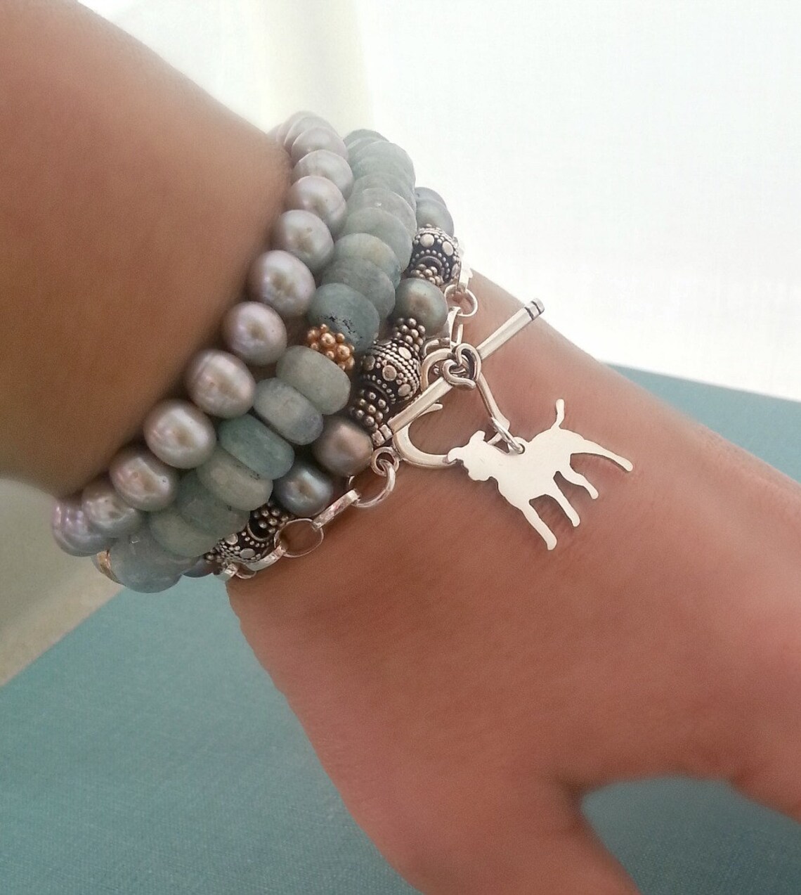 Pitbull Terrier Dog Chain Bracelet Sterling Silver - Etsy