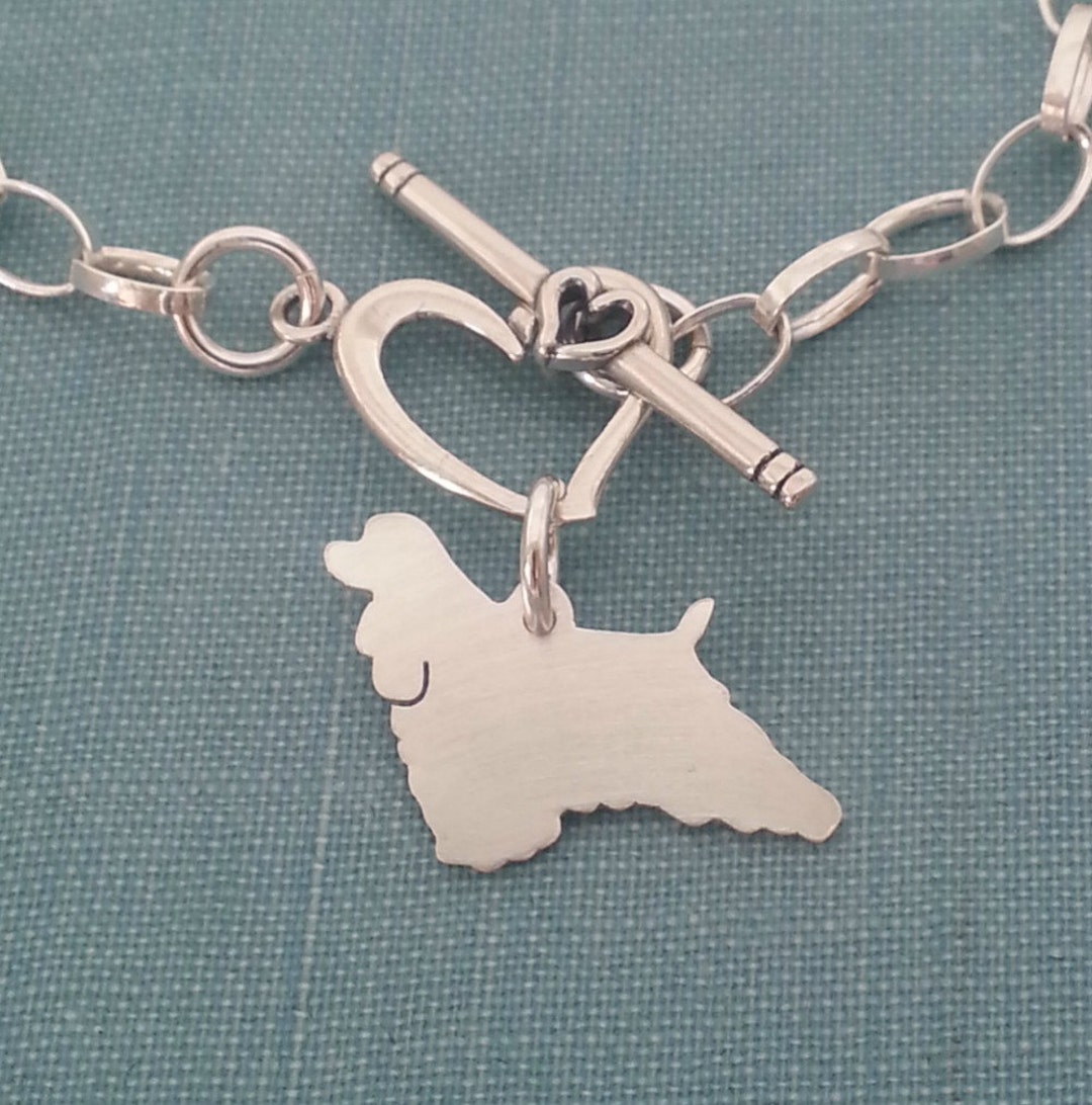 American Cocker Spaniel Chain Bracelet, Sterling Silver Personalize ...