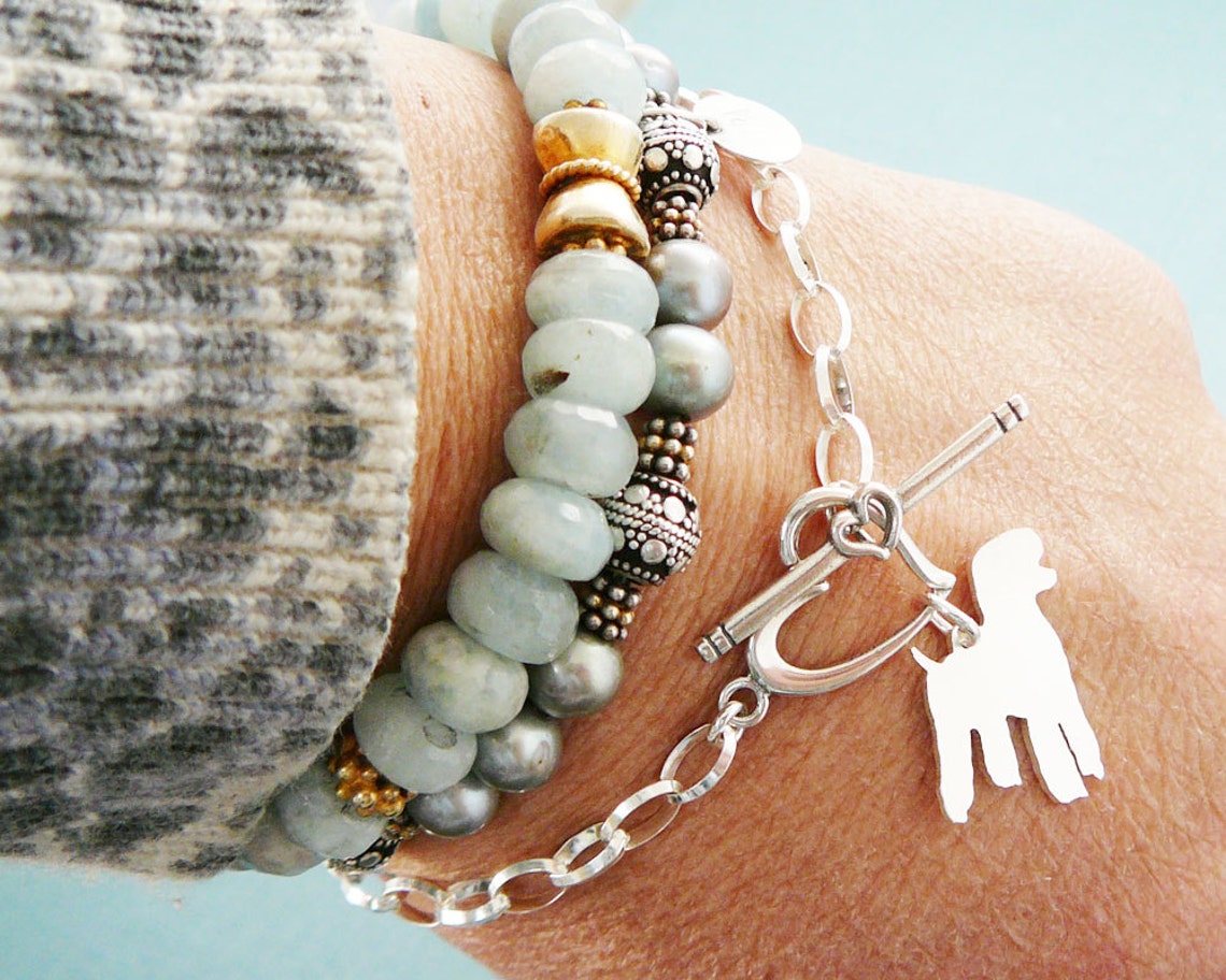 Standard Poodle Dog Chain Bracelet, Sterling Silver Personalize Pendant ...