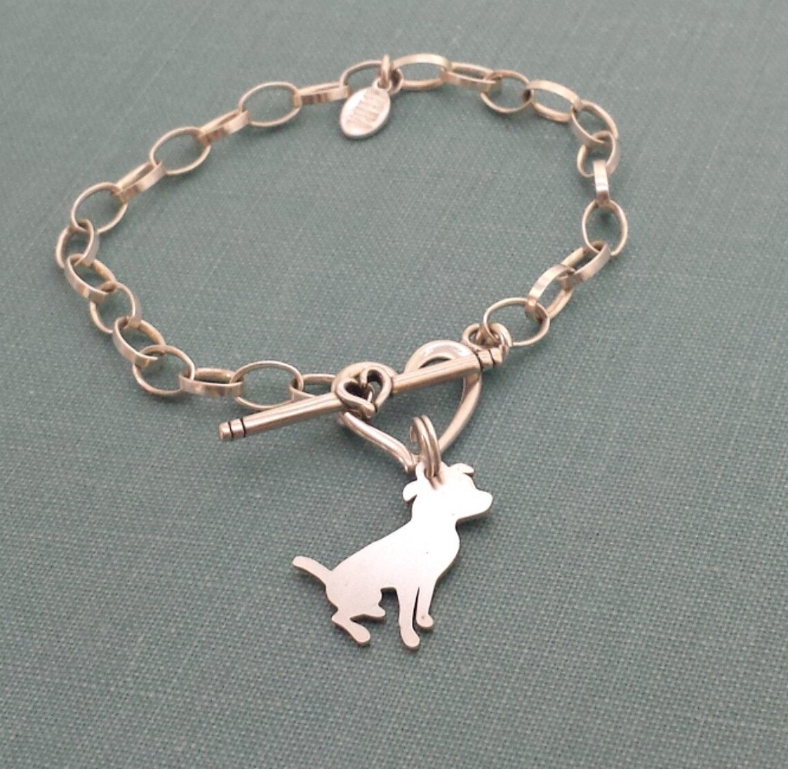 Sitting Pitbull Dog Chain Bracelet Sterling Silver - Etsy