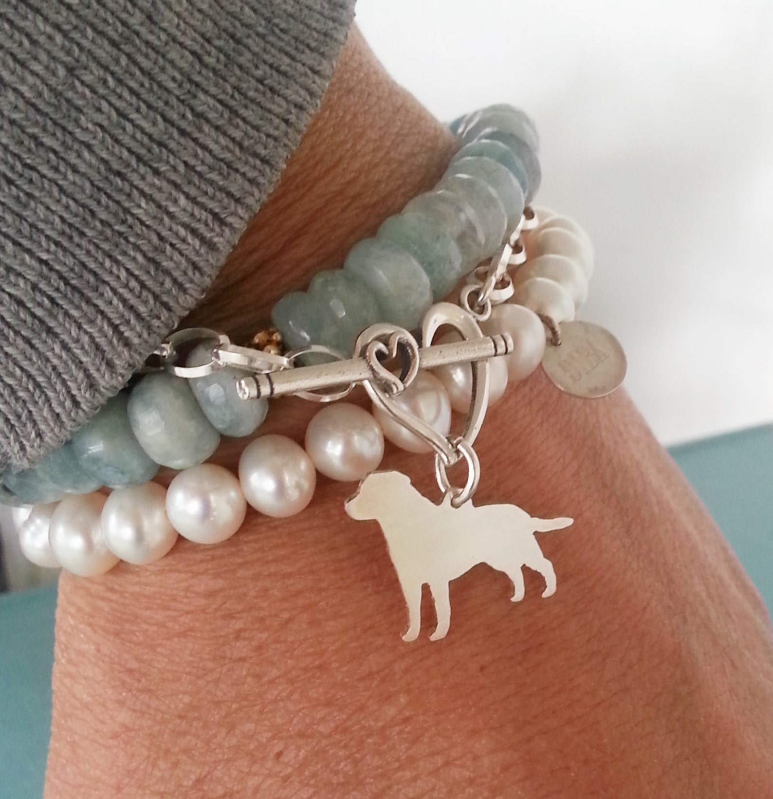 Labrador Retriever Dog Chain Bracelet, Lab Sterling Silver Personalize ...