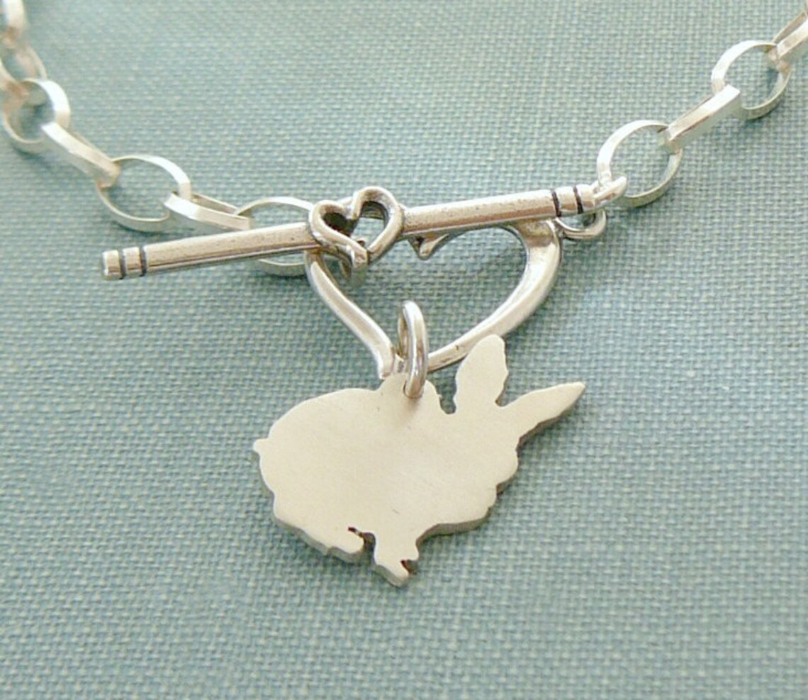 Bunny Rabbit Chain Bracelet, Sterling Silver Personalize Pendant, Breed ...