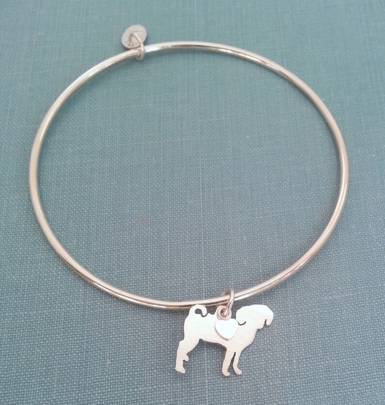 Puggle Dog Bangle Bracelet, Sterling Silver Personalize Pendant, Breed ...