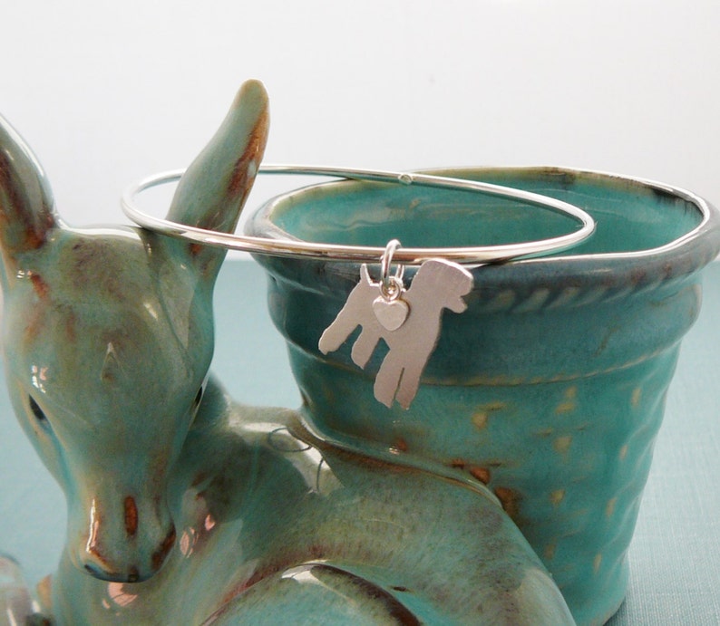 Standard Poodle Dog Bangle Bracelet, Sterling Silver Personalize ...