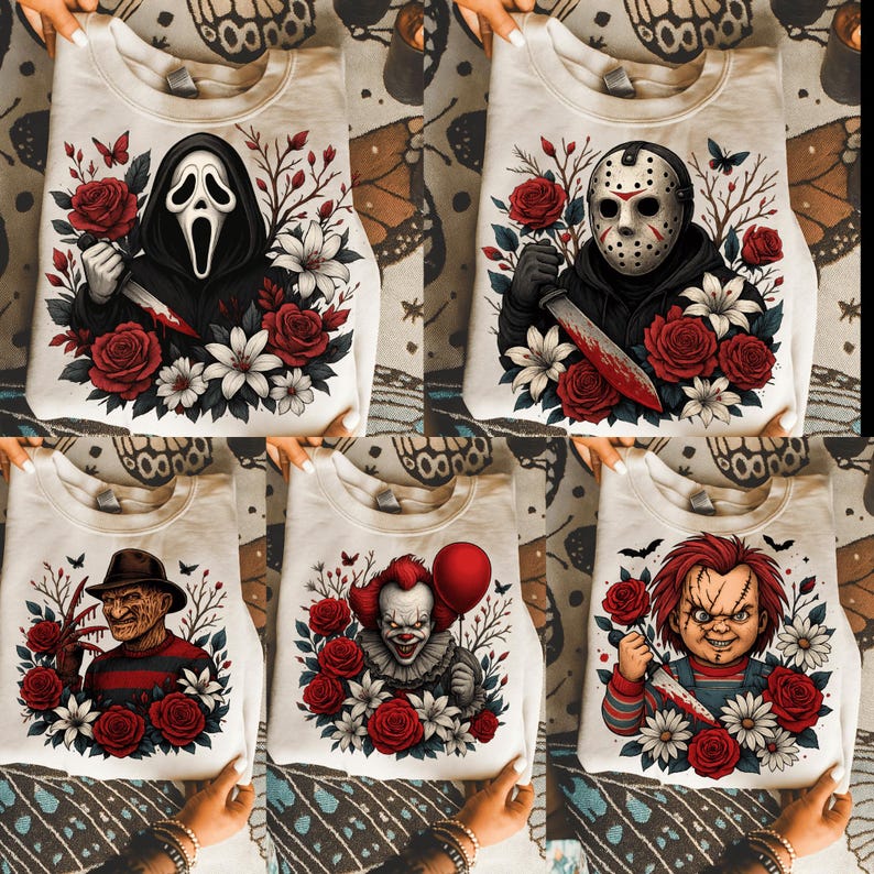 Horror Character Halloween PNG Bundle: Michael Myers, Jason, Clown ...