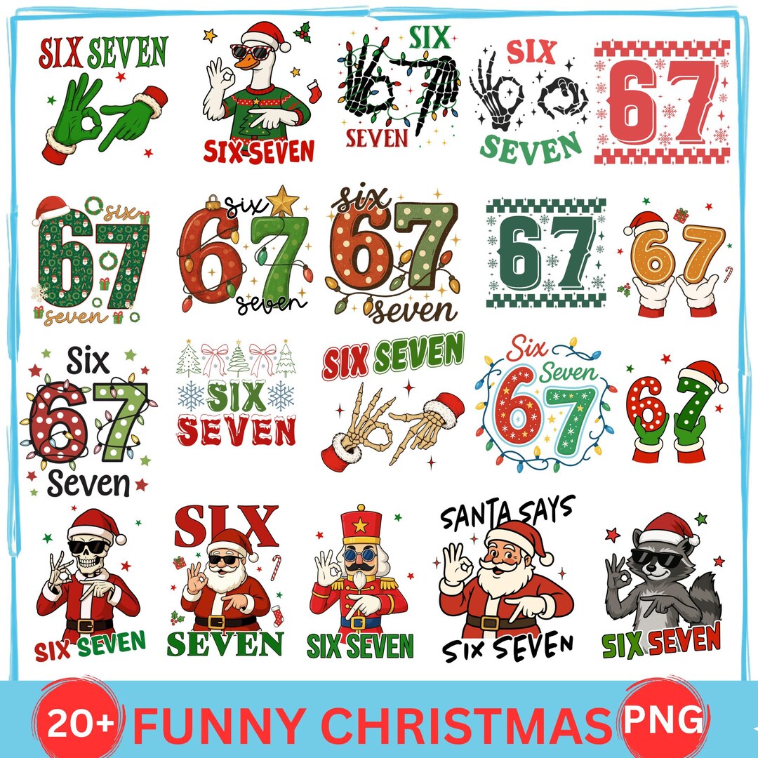 20+ Funny Christmas Meme SIX Seven Png Bundle, Santa Say 67 Clipart Png ...