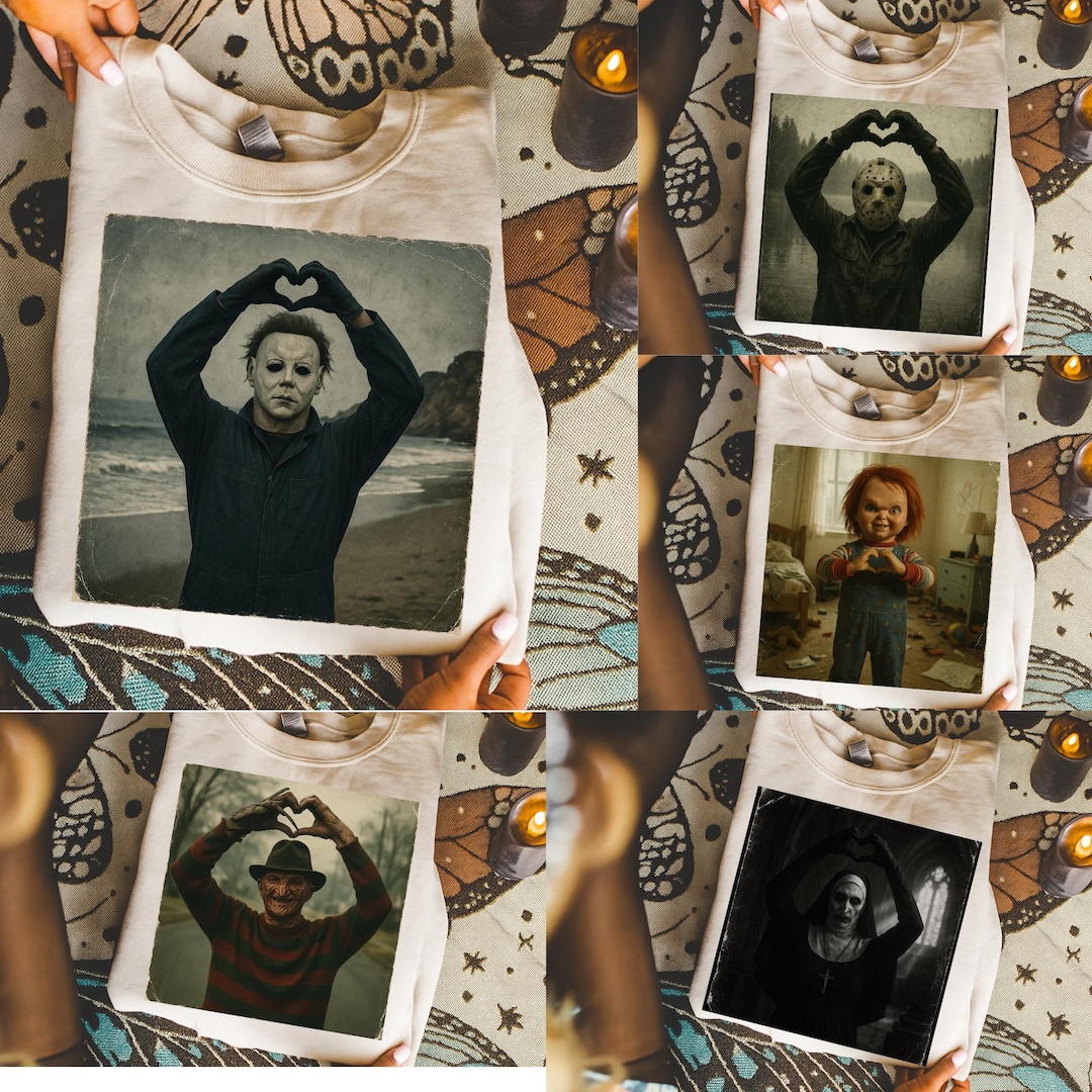 Halloween Horror Movie Characters Heart Hands PNG Bundle (digital ...