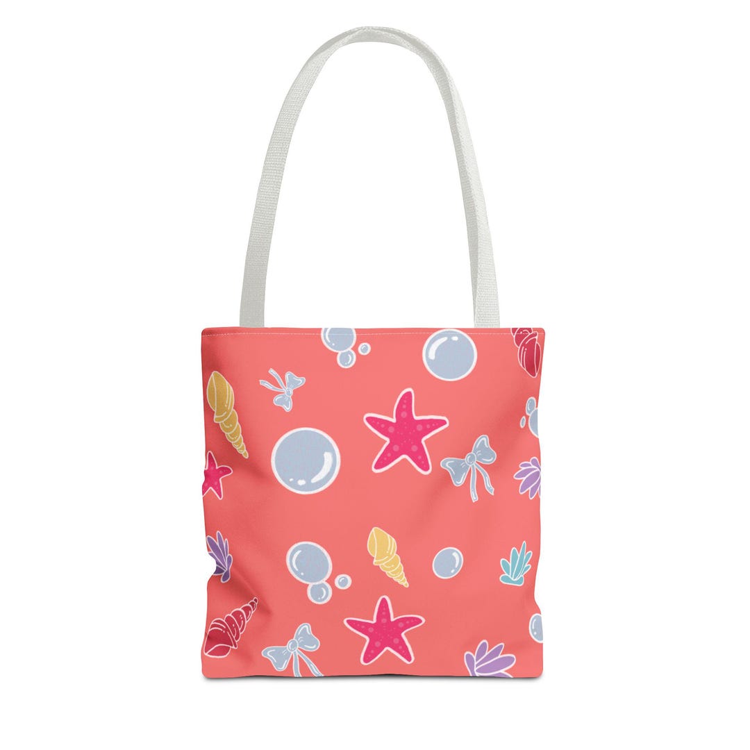 Seashell Pink Tote Bag, Beach Theme Carryall, Shell Pattern Handbag ...