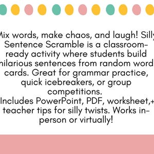 Silly Sentence Scramble – Fun Grammar & Word Game for Classrooms ...