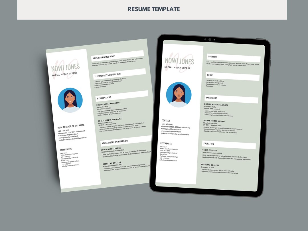Professional CV Template, Resume Template, Easy to Edit, Job ...
