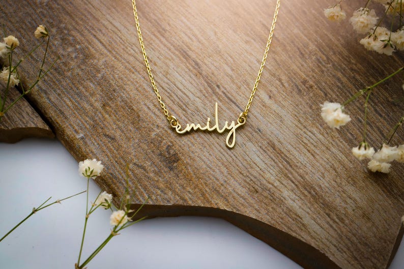Custom 14K Gold Filled Minimalist Name Necklace, Personalized Signiture ...