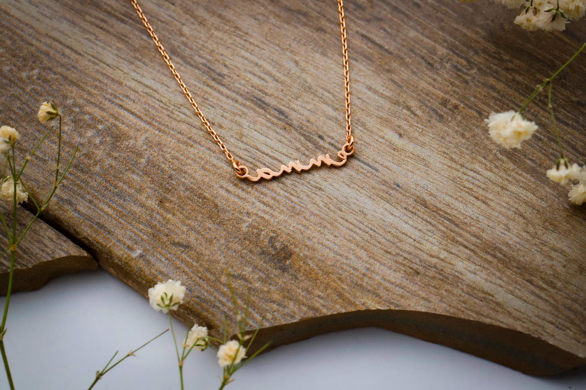 Custom 14K Gold Filled Minimalist Name Necklace, Personalized Signiture ...