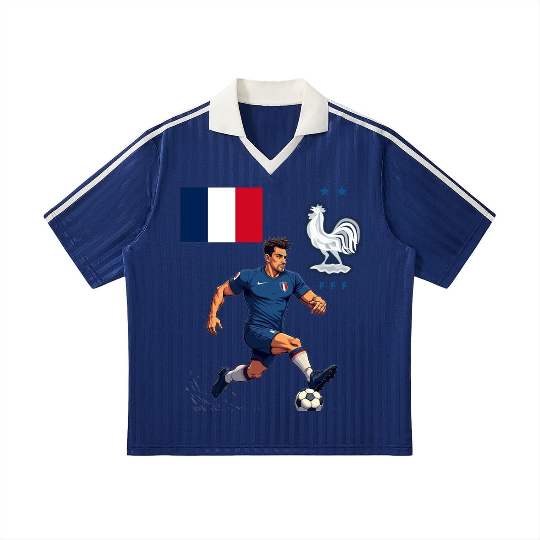 Contrast Collar Striped France Soccer Jersey - Etsy