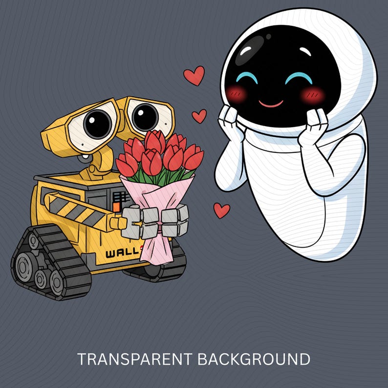 Robot Couple PNG ,romantic Robot Illustration ,love Themed Digital Art ...