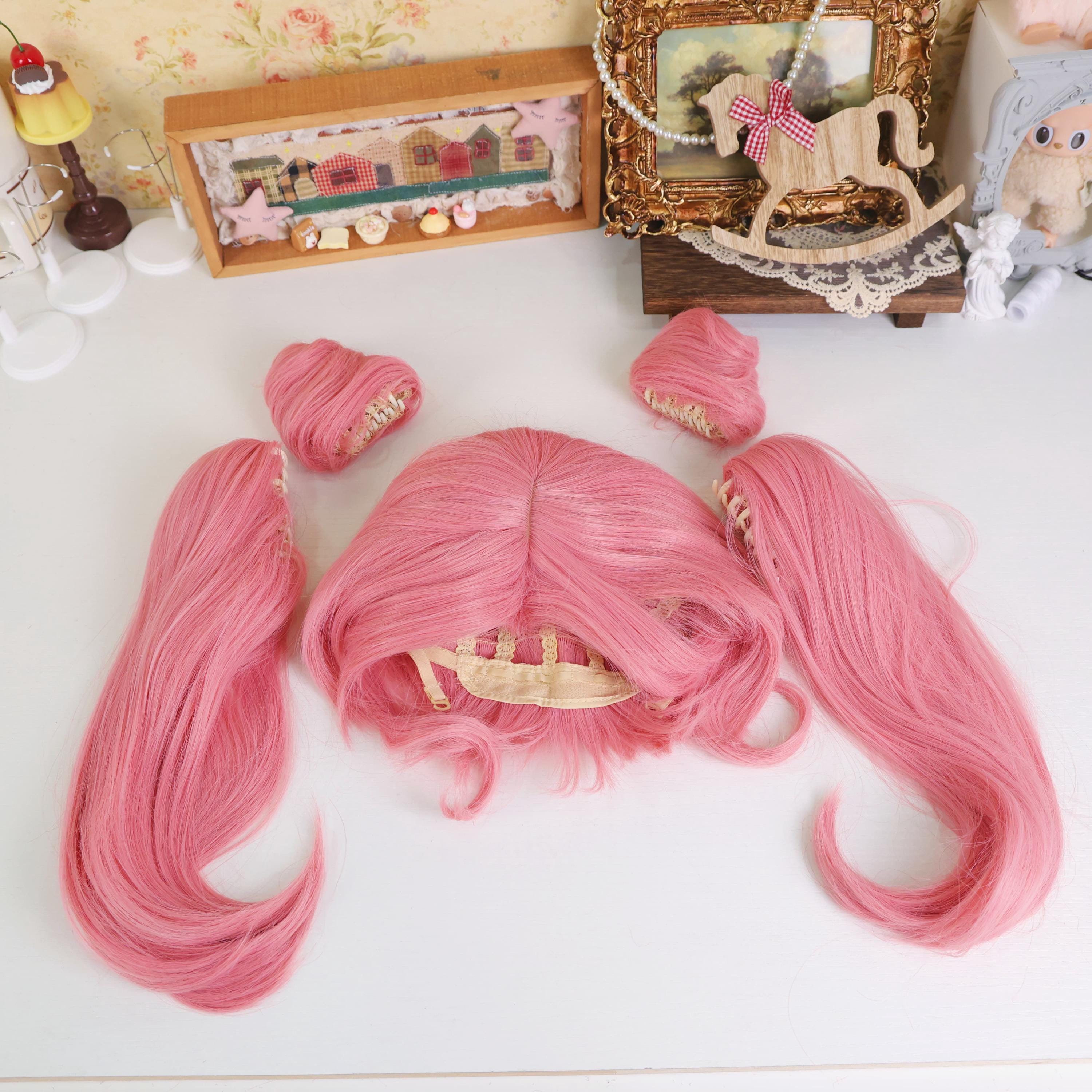 Sailor Chibi Moon Chibiusa Cosplay Wig Pink Twin Tails Heart Bangs Heat ...