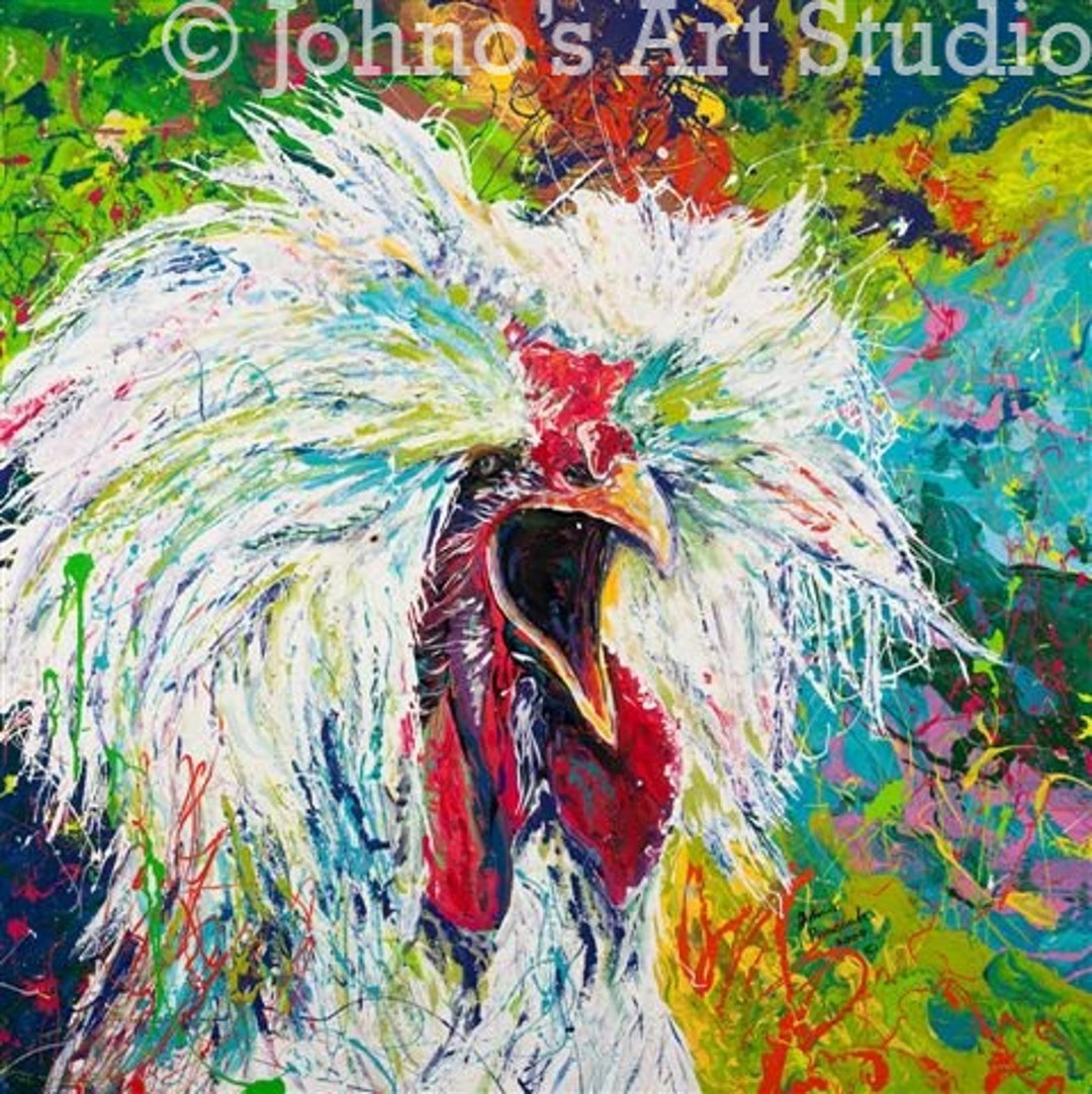 Chicken Art, Fancy Chicken Art, Kitchen Art, Chicken Painting, Modern ...