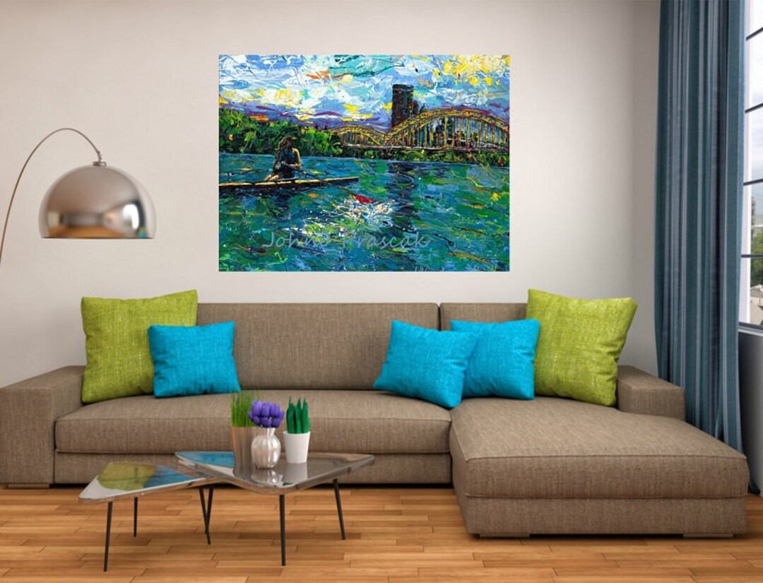 Rowing Art, River Art, on the Water, Pittsburgh Artist, Black N Gold ...