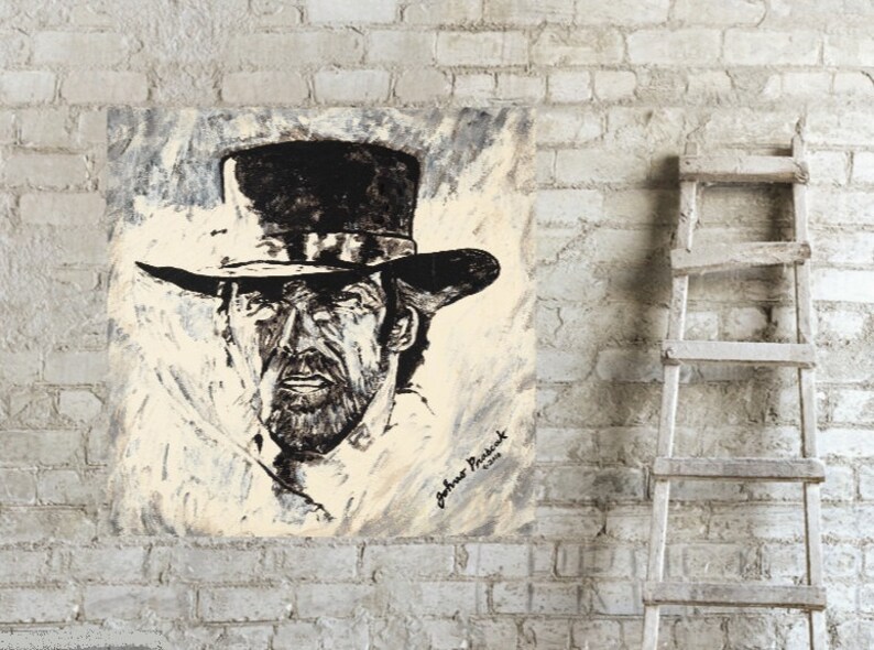 Cowboy Wall Art Wild West Art Clint Art Portrait Artmetal - Etsy