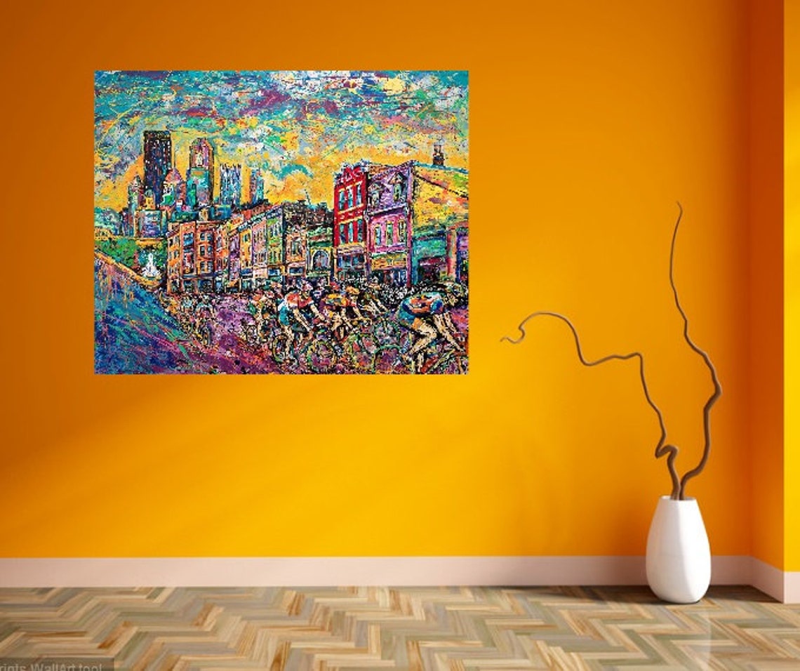 Bike Race art Cycling art Bicycle wall art Pittsburgh | Etsy