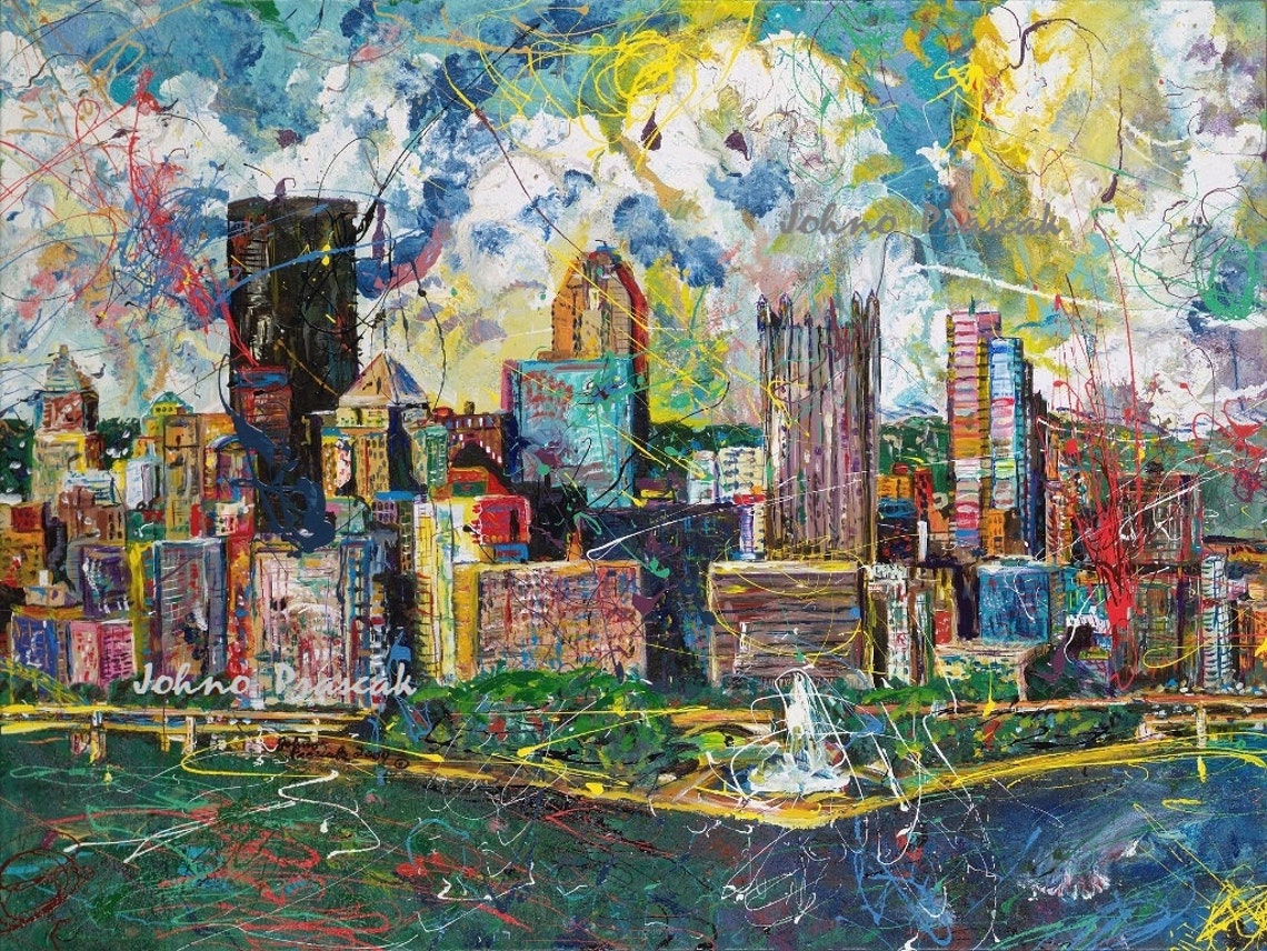 Pittsburgh Skyline ART, Pittsburgh Artist, Pittsburgh Wall Art, City ...