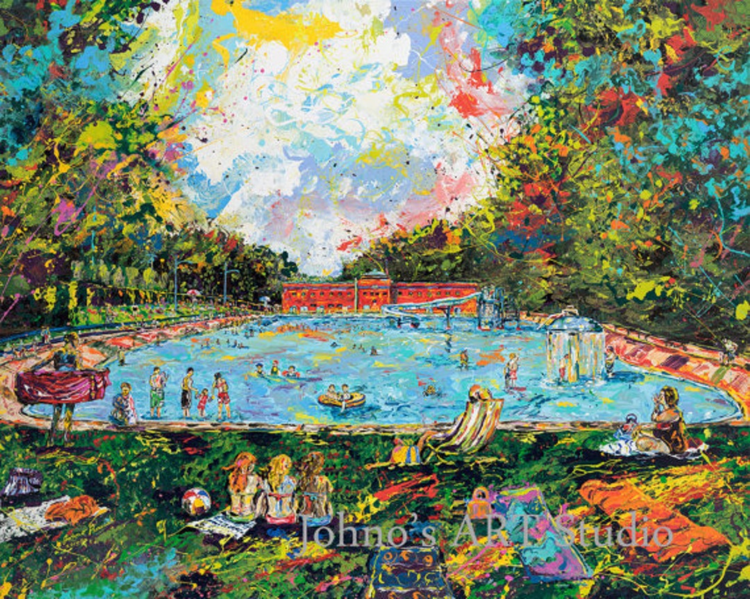 Swimming, Swimming Pool Art, Game Room Wall Art, Summer Wall Art, Johno ...