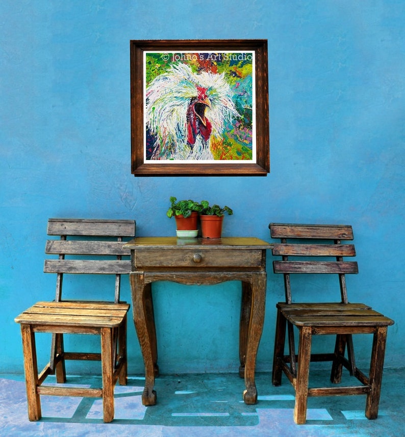 Polish White Fancy Chicken Art Kitchen Wall Art Farm - Etsy