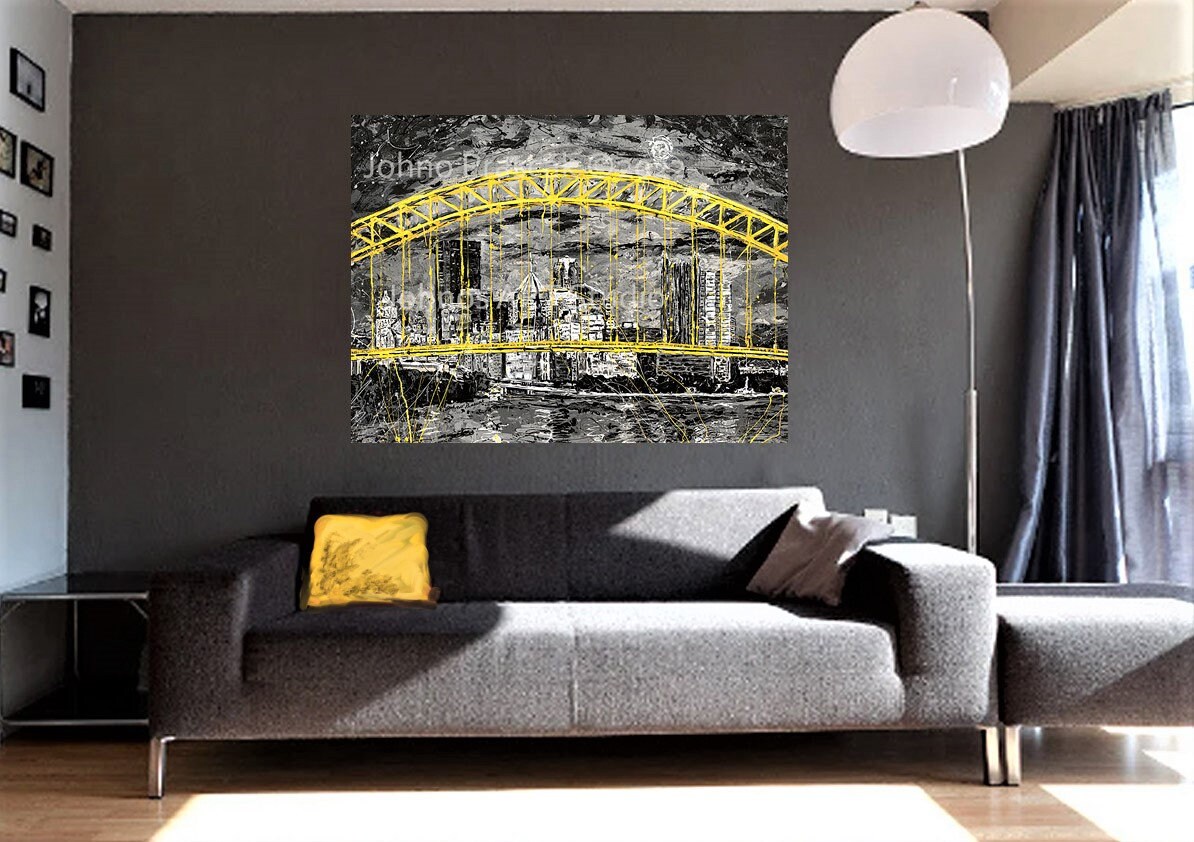 Pittsburgh Skyline Art, Pittsburgh Wall Art, Pittsburgh Bridges, Bridge ...