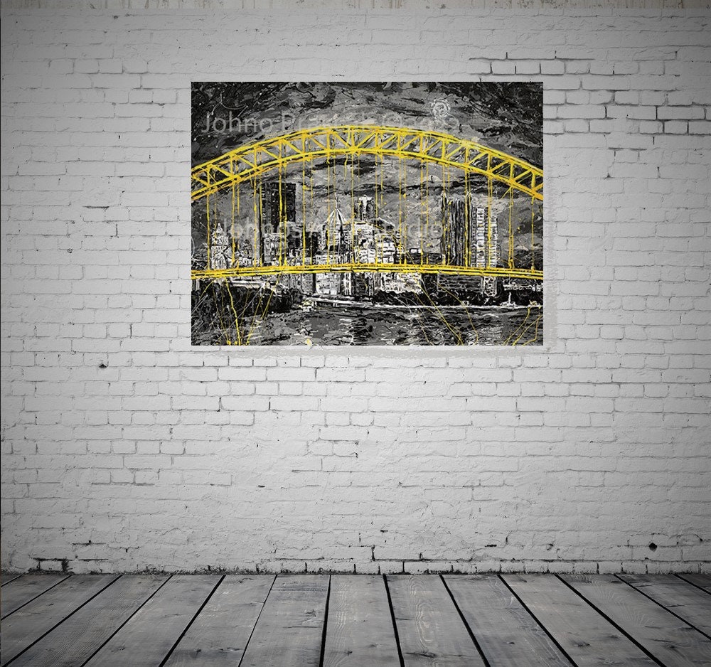 Pittsburgh Skyline Art, Pittsburgh Wall Art, Pittsburgh Bridges, Bridge ...