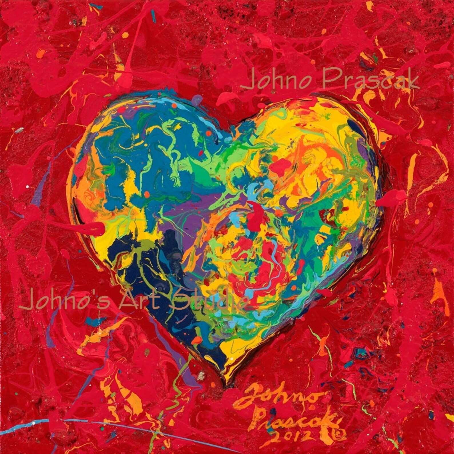 Heart Art, Love, Red Heart, Modern Wall Art, Lovers Art, Sweetheart ...