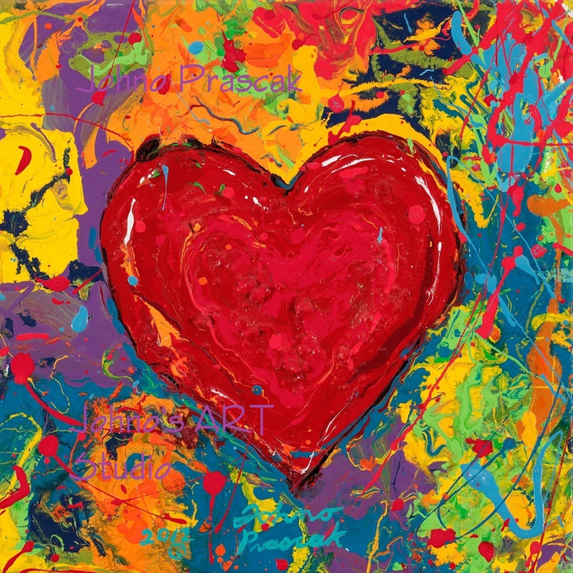 Big Heart Art, Love Art, Heart Art, Modern Wall Art, Lovers Art ...