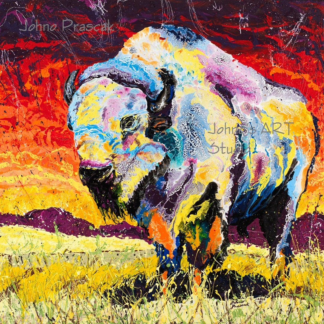 Buffalo Art, White Buffalo Art, Great Plains Buffalo, Bison Wall Art ...