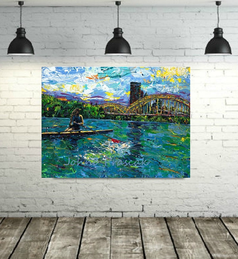 Water Sports Rowing Art River Art on the Water Pittsburgh - Etsy