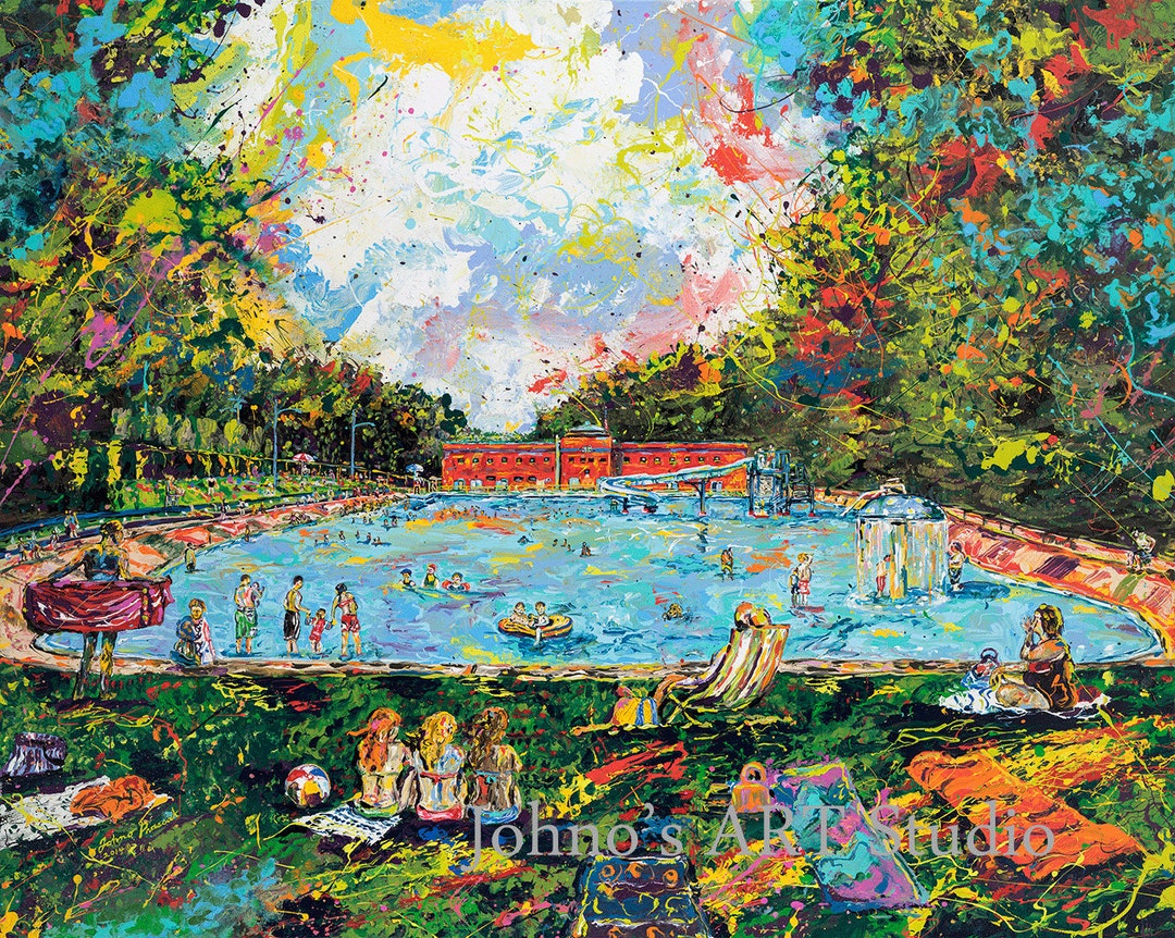 Pool Painting Print, Dormont Pool, Summer Fun Art, Swimming Pool Art ...