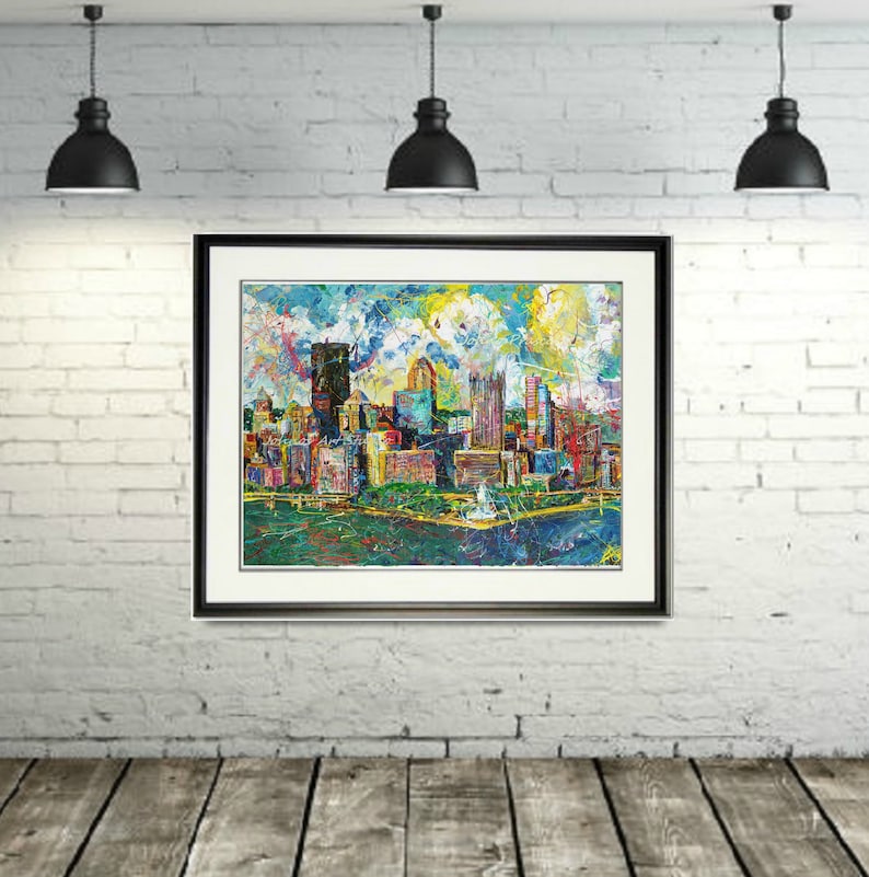 Pittsburgh Skyline, Pittsburgh Art, Man Cave Wall Art, City Skyline ...