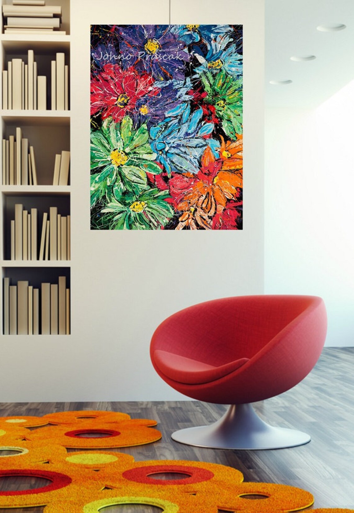 Modern Floral Art Flower Wall Art Floral Art Daisies Wall - Etsy