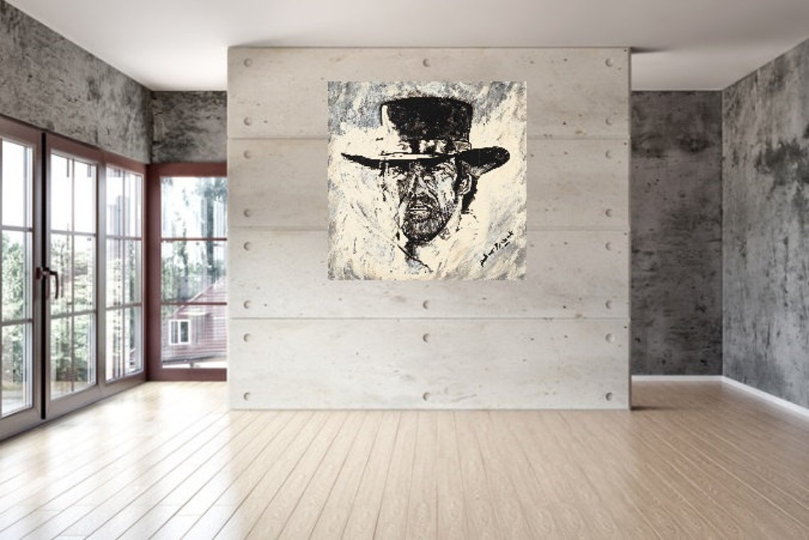 Cowboy Wall Art Wild West Art Clint Art Portrait Artmetal - Etsy