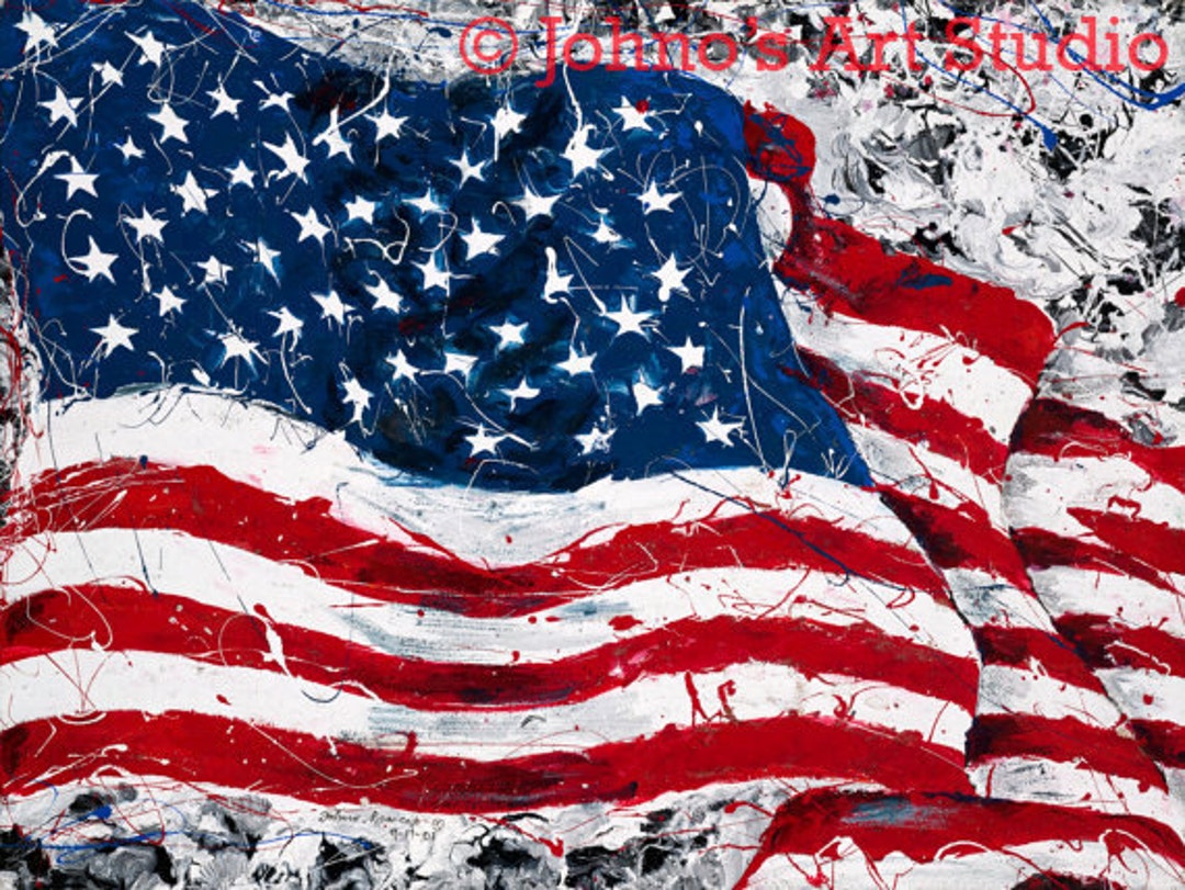 Patriotic Art, USA Flag Print, American Flag, Star and Stripes ...